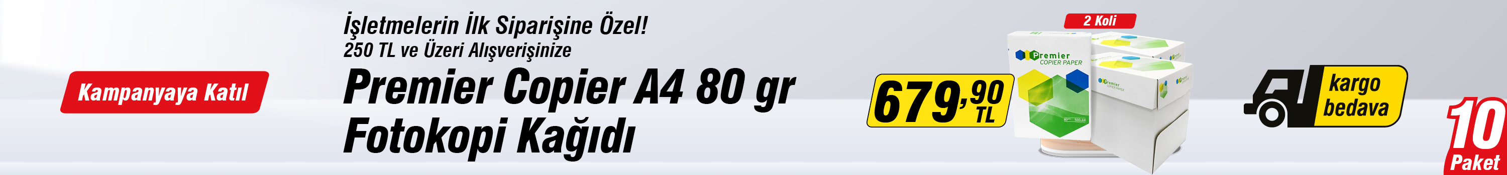 Premier Copier A4 Fotokopi Kağıdı 80 Gr 2 Koli (10 Paket) 629,90 TL