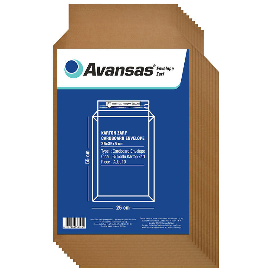 Avansas Karton Zarf 25 x 35 x 5 cm 10'lu Fiyatı | Avansas