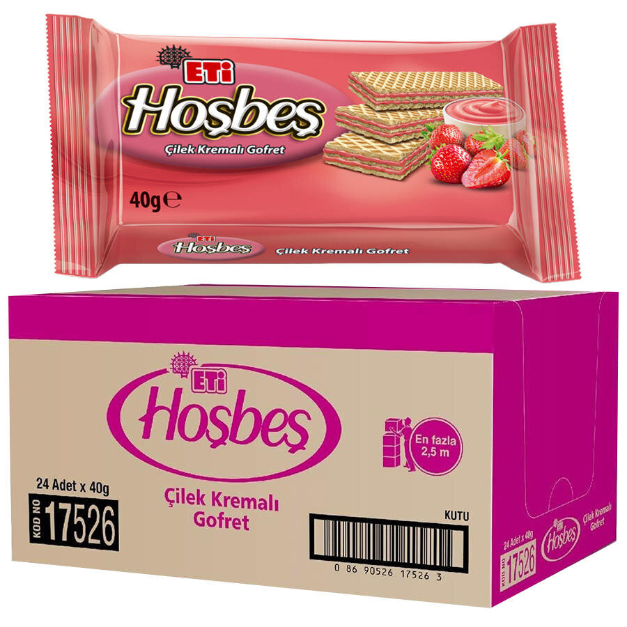 Eti Hoşbeş Çilek Kremalı Gofret 40 g x 24'lü Fiyatı | Avansas