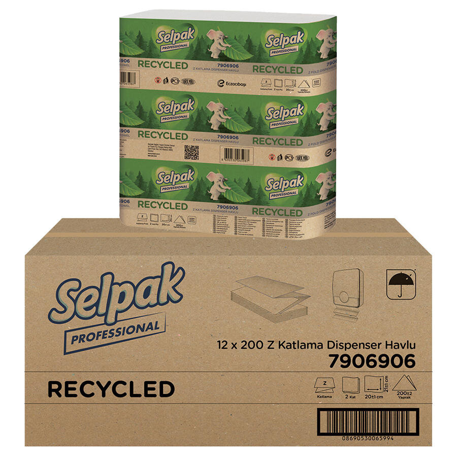 Selpak Profesyonel Recycled Z Katlı Havlu 200 Yaprak - 12'li En Ucuz nFiyat.com