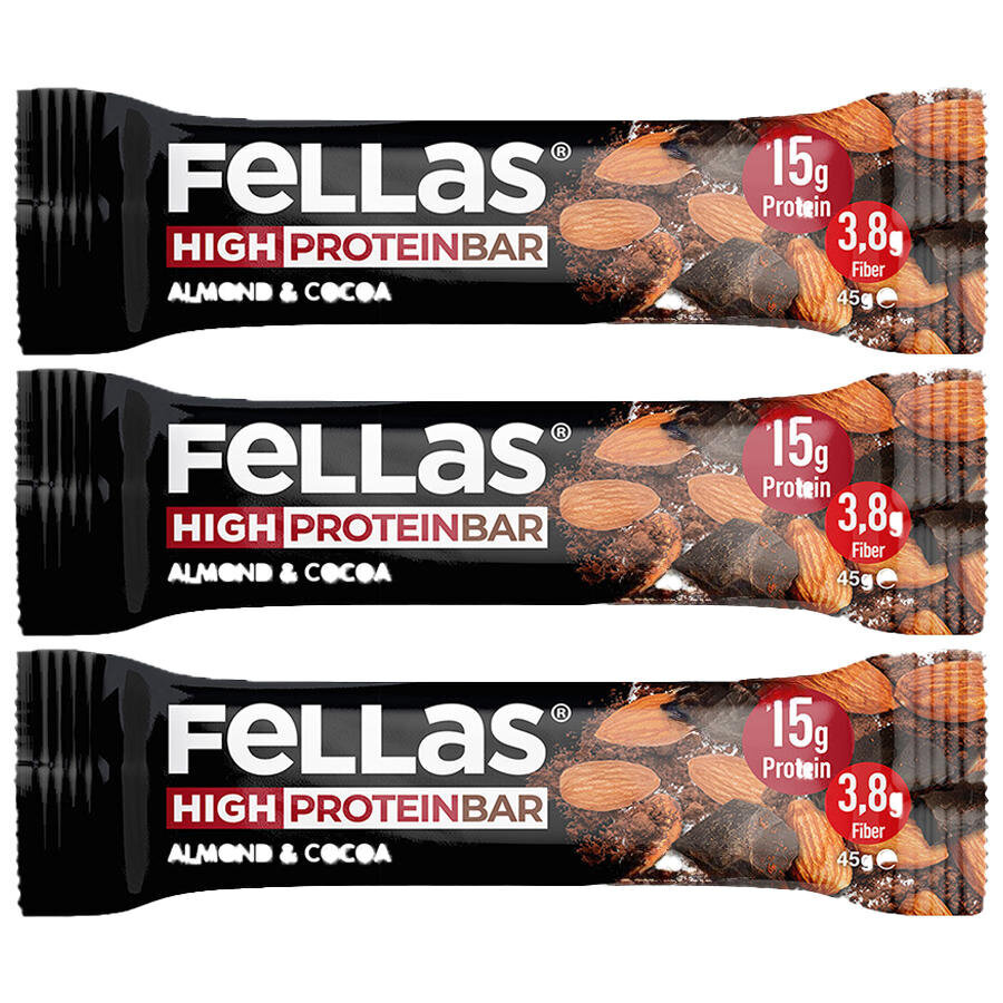 Fellas Badem & Kakaolu Yüksek Protein Bar 45 g x 3'lü Fiyatı | Avansas