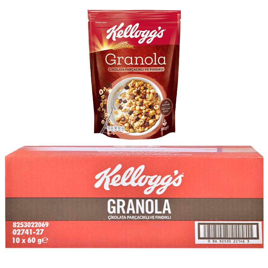 Kellogg's Granola Çikolata Parçacıklı ve Fındıklı 60 g x 10'lu Fiyatı ...