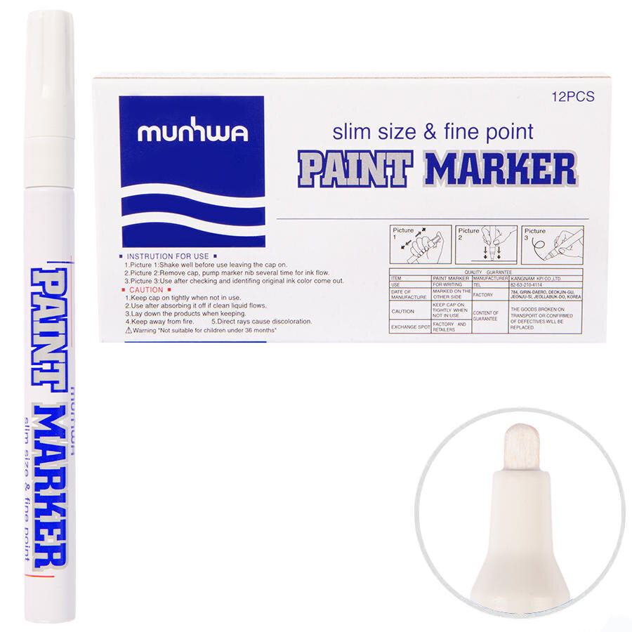 Munhwa Paint Marker Kalem Beyaz 12'li Paket Fiyatı | Avansas