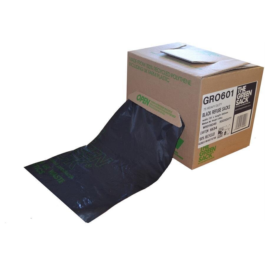 Buy The Green Sack Medium Duty Refuse Sacks Black 838 x 737 mm 10 kg ...