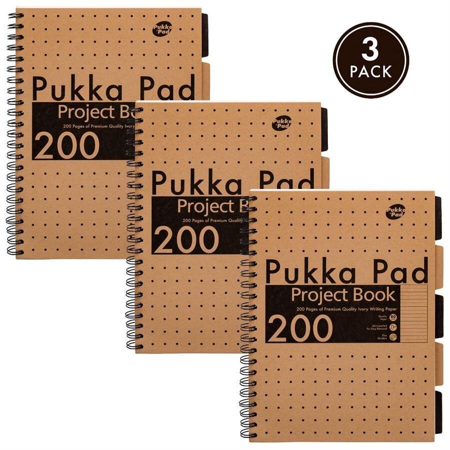 Buy Pukka Kraft A4 Wirebound Project Book 200 Page Pack of 3 | Avansas®